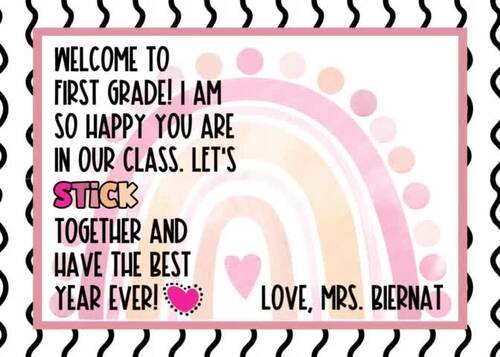 Let's Stick Together First Grade Welcome Back to School Postcards Canva ...