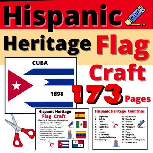 Hispanic Heritage Month Flag Craft Activity Cut and Paste Spanish Countries