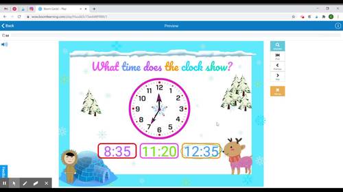 Telling Time to the 5 Minutes Winter Math Boom Cards 1st Grade Math ...