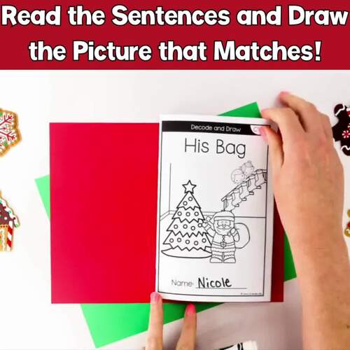 Christmas Decodable Readers CVC Words | Directed Drawing Books Phonics