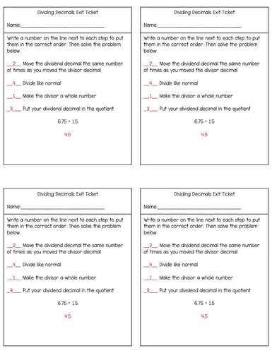 Dividing Decimals Practice Pages and Exit Ticket by The Adira Teacher