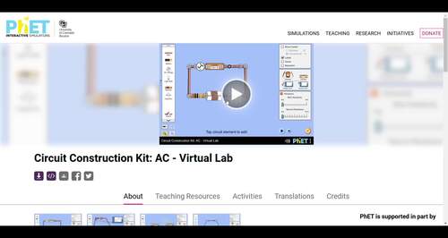 PhET Simulation Worksheet for the Circuit Construction Kit: AC ...
