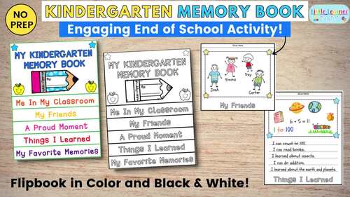 Kindergarten Memory Book, End-of-Year Memory Book Activity Kindergarten ...