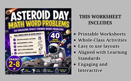 Asteroid Day Math Word Problems | Space-Themed Word Problems for Grades 2–8