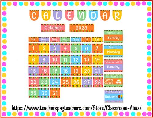 Tree Theme Printable Classroom Calendar Labels, Classroom Calendar Cards