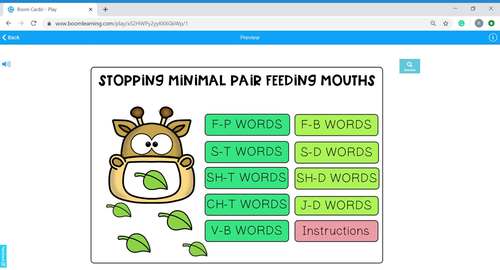 Minimal Pair Feeding Mouths BUNDLE | Boom Cards™ | Distance Learning