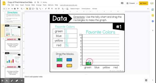 Graphing and Data First Grade Math Activity for Google Slides | TPT