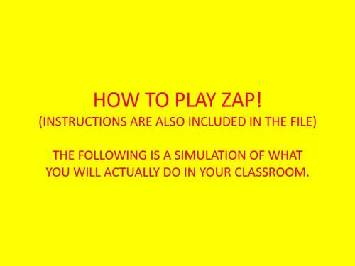 ZAP! The best game for review and checking work. PowerPoint version 2020!