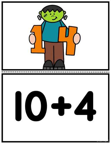 1st Grade Halloween Math Center | Teen Numbers Matching Cards | TPT