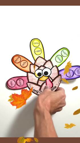 Thanksgiving CVCE Long Vowel A I O U Silent E Crafts Magic E Turkey ...