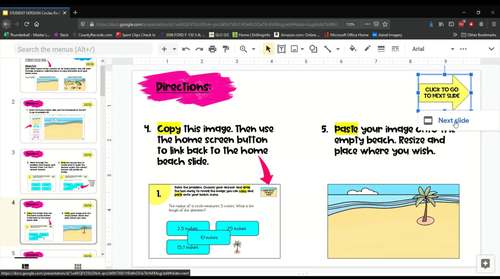 Radius and Diameter of Circles Google Slides Beach Vacation Activity ...