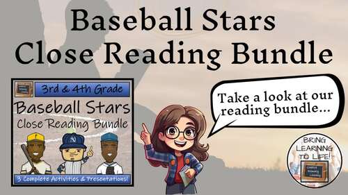 Baseball Players Close Reading Comprehension Bundle | 3rd Grade & 4th Grade