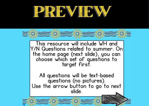 Summer WH and Yes/No Questions for Early Readers-Boom™ Deck | TPT