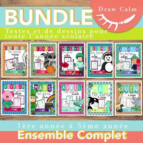100 French Writing Prompts Grades 1-3 - Whole Year Bundle by Draw Calm