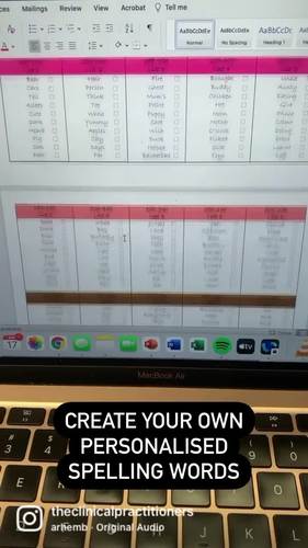 NAPLAN Spelling Word Lists (1-500)- Editable by The Clinical Practitioners