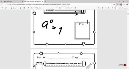 Power Practice 60 Exponent Problems Beginner Power Facts by chiwden