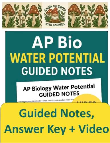 AP Biology (AP Bio) Water Potential | Guided Notes, Answer Key & Video ...