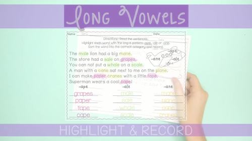 CVCe Long Vowel & Vowel Team Reading Passages for Phonics Word Work ...
