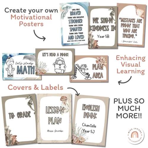 Editable Classroom Posters | Modern Ocean Classroom Decor | TPT