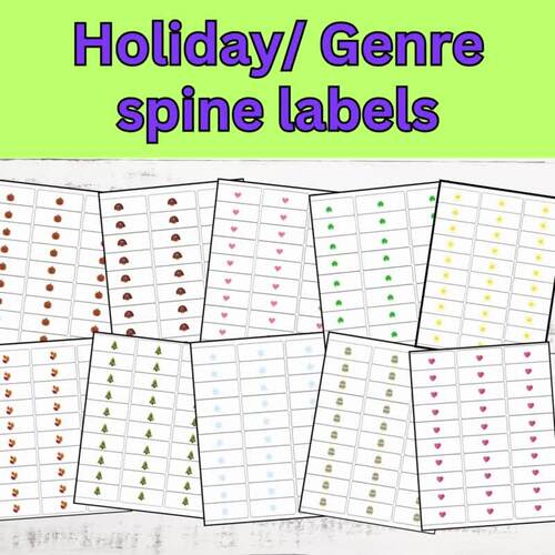 Holiday Spine Labels, Organizational Labels for Picture books, Elementary