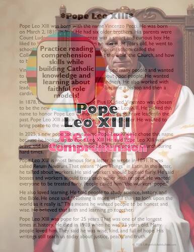 Pope Leo XIII Reading Comprehension | Namesake for Pope Leo XIV | Papal ...