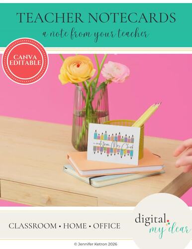 Editable Teacher Notecards | A Note from Your Teacher | Printable ...