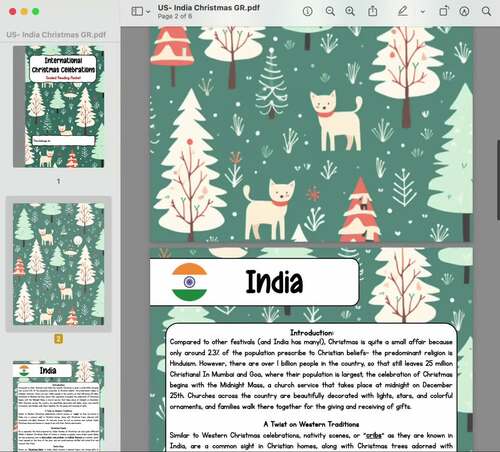 Christmas Around the World || India || Guided Reading Comprehension Packet
