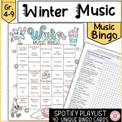 Winter Music Bingo: Easy & Engaging Activity for Middle School, Spotify ...