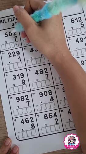 Engaging 3-Digit by 1 Multiplication Worksheets | Math Facts Practice Set