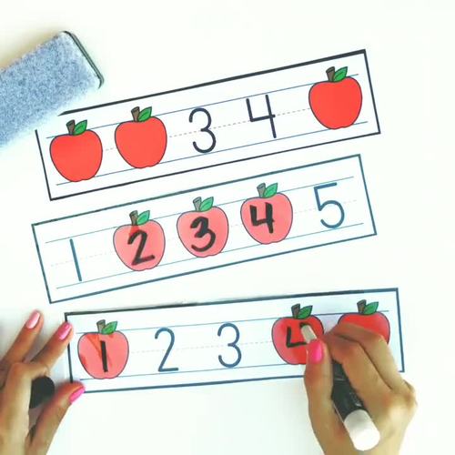 Writing Numbers 1 to 10 | Apple Themed Math Center by The Kinder Clubhouse