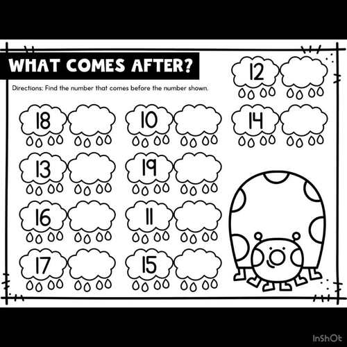 Teen Numbers Kindergarten Math Worksheets | Before and After Numbers 11-19