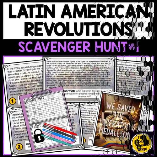Latin American Revolutions Reading Comprehension Scavenger Hunt Activity
