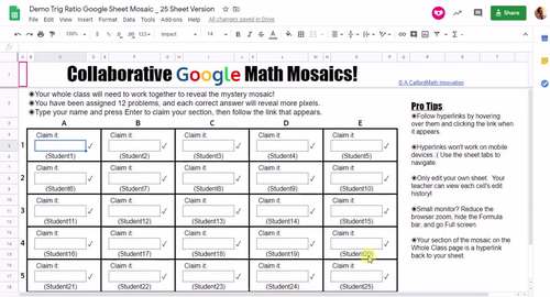 Collaborative Trig Ratios Mosaic - Paper AND Google Version (Distance ...