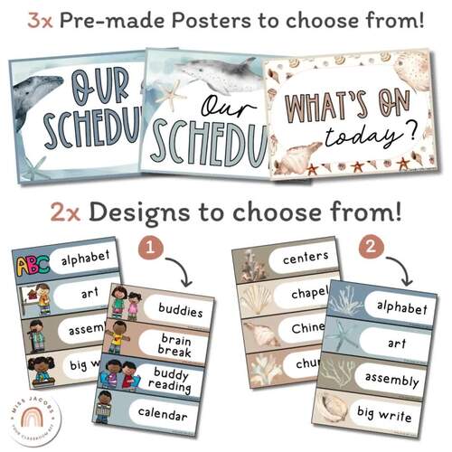 Visual Timetable and Daily Schedule | Modern Ocean Coastal Decor | Editable