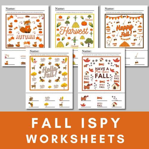 Autumn iSpy Printable Worksheet | Fall Activities by Jenny Marie