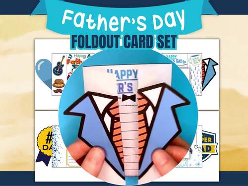5 Printable Father's Day Foldout Cards | Cut & Fold Card Kids Crafts
