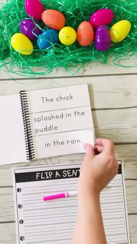 Silly Sentences Writing April - Fun Monthly Themed Flip a Sentence