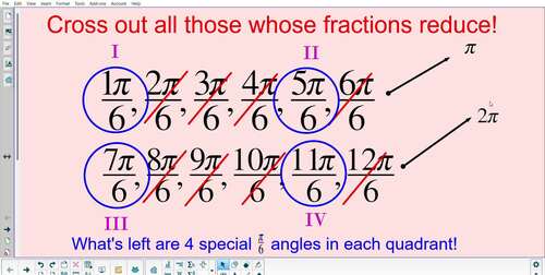 Easy way to remember and locate special trig angles (RADIANS) on the ...