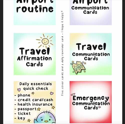 Autism Travel Cards Bundle: Communication, Routine & Encouragements ...