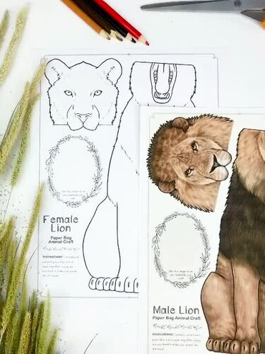 Lion | Paper Bag Puppet | Printable Craft Template | Lions by Simply ...