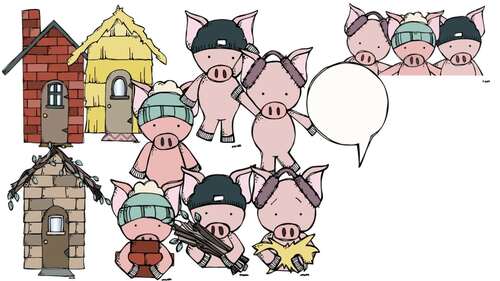 3 {Three} Little Pigs clip art literature clip art fairy tale COMBO PACK