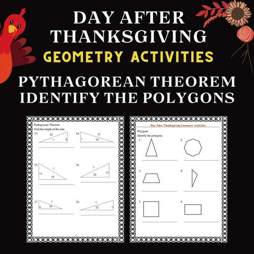 Day After Thanksgiving Pythagorean Theorem, Identify the polygons No Prep