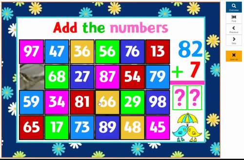 Spring Math 2 Digit Plus 1 Digit Addition to 100 Mystery Picture Boom Cards