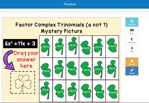 St. Patrick's Day Factor Quadratic Complex Trinomials a not 1 Boom Cards™