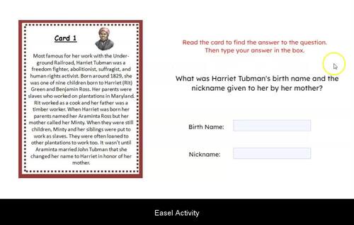 Harriet Tubman Black History Activity Scavenger Hunt with Easel Version