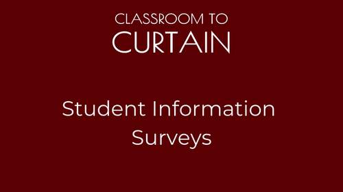 Student Theatre & Drama Survey | Editable | Google Form+Doc | Beginning ...