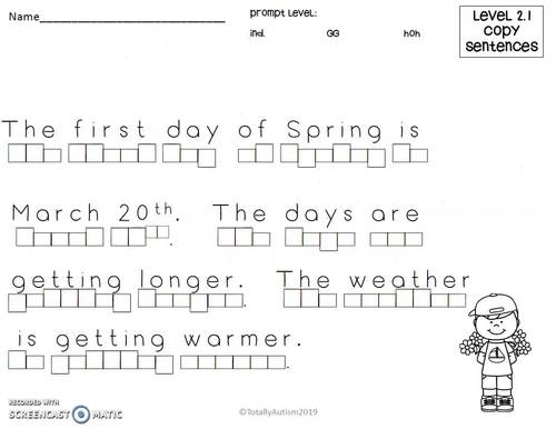 Spring Writing Activities For Students With Autism By Totally Autism