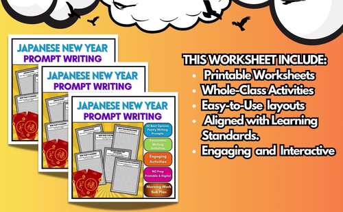 Japanese New Year Writing Prompts Activities Morning Work 4th,5th,6th ...