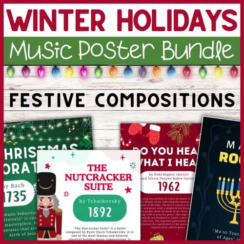 Winter Holidays Christmas Music Posters | Festive Classroom Decor ...