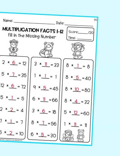 Polar Bear Multiplication Find Missing Factor Worksheets Winter Math ...